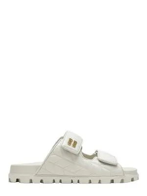 Miu Miu Matelassé Nappa Leather Sandals - White