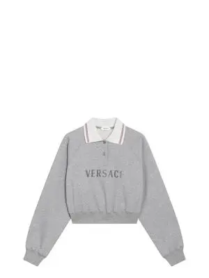 Versace VERSACE Cropped Cotton Polo Sweatshirt Gray