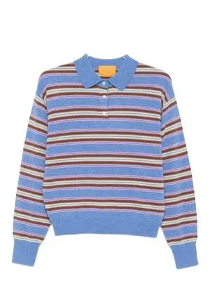 Guest In Residence Cashmere Striped Polo - Blue