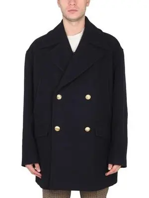 Palm Angels Double-breasted Coat - Blue