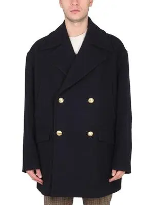 Palm Angels Double-breasted Coat - Blue