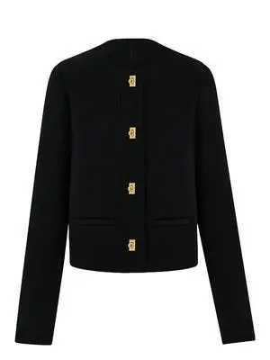 FERRAGAMO SALVATORE FERRAGAMO Cropped Wool Cashmere Jacket Black