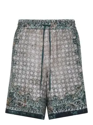 Amiri Silk Bandana Bermuda - Green