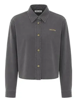 Miu Miu MIU MIU Denim Shirt Gray