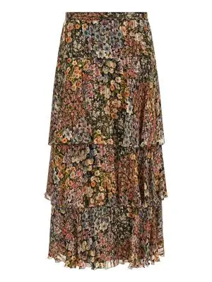 Valentino Garavani Après L'hiver Printed Silk Midi Skirt - Multicolor