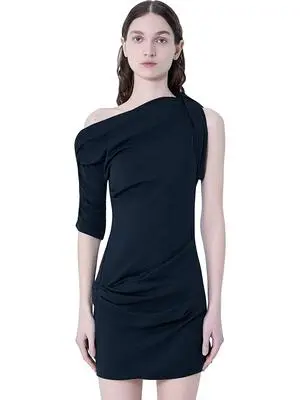 Jacquemus La Mini Robe Drapeado Mini Dress - Black
