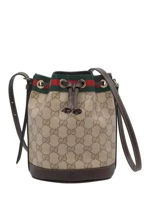 Gucci Mini Web Detail And Gg Bucket Bag - Brown