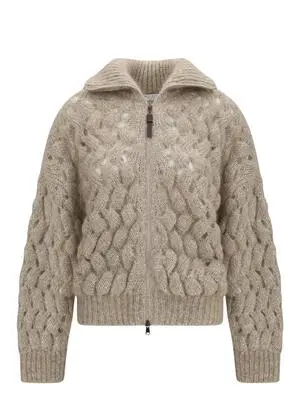 Brunello Cucinelli BRUNELLO CUCINELLI Mohair And Wool Blend Cardigan Cream
