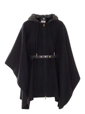 Moncler MONCLER Hooded Belted Cape Black
