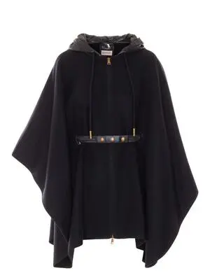 Moncler MONCLER Hooded Belted Cape Black