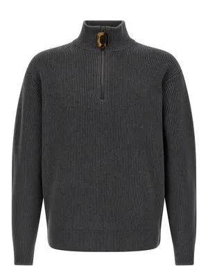 JW Anderson J.W. ANDERSON Half-Zip Wool And Cotton Sweater Gray