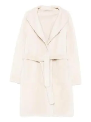 YVES SALOMON Shearling Texture Coat - Cream