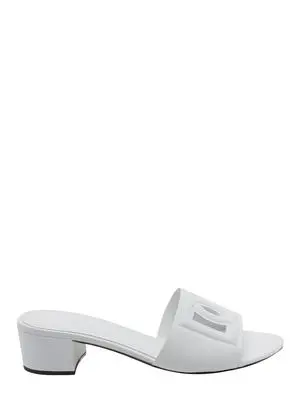 Dolce & Gabbana Calfskin Mules With Dg Millennials Logo - White