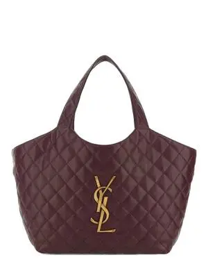 Saint Laurent Medium Quilted Leather Tote - Red