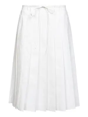 Prada Abbigliamento White Technical Cotton Blend Pleated Midi Skirt - Multicolor