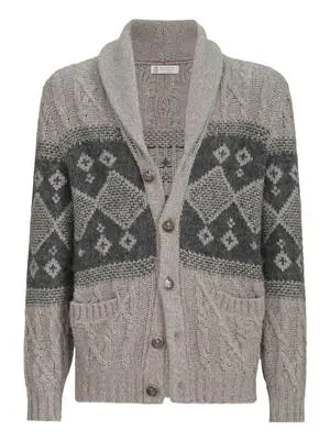 Brunello Cucinelli Wool And Silk Blend Cardigan - Multicolor