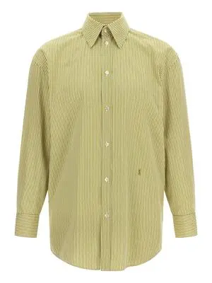Saint Laurent Striped Cotton Poplin Shirt - Green