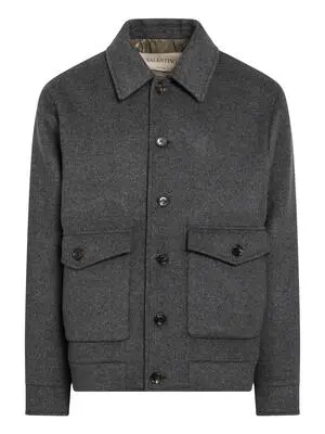 Valentino Garavani Valentino Grey Wool And Cashmere-Blend Overshirt Jacket Men Gray