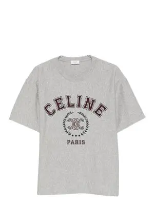 Celine Logo Cotton T-shirt - Multicolor