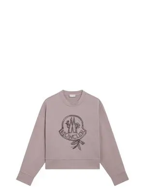 Moncler Cotton Sweatshirt With Embroidered Logo - Pink