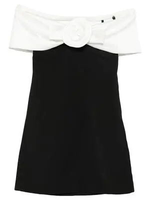 SELF-PORTRAIT Off-shoulder Floral Appliqué Cocktail Dress - Black