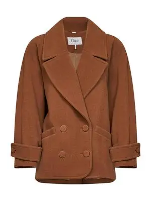 Chloé CHLOE Herringbone Wool Short Coat Multicolor