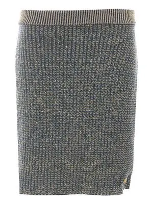 Balmain Glittered Tweed Knit Short Skirt - Blue