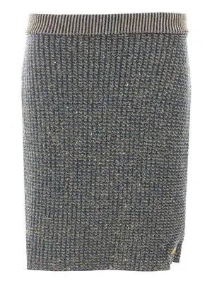 BALMAIN BALMAIN Glittered Tweed Knit Short Skirt