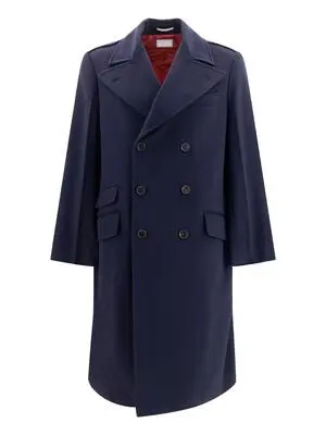 Brunello Cucinelli Double-breasted Wool Coat - Blue