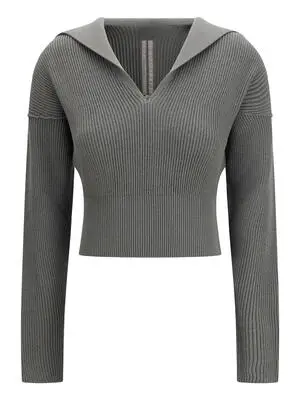 Rick Owens RICK OWENS Euca Virgin Wool V-Neck Sweater Green