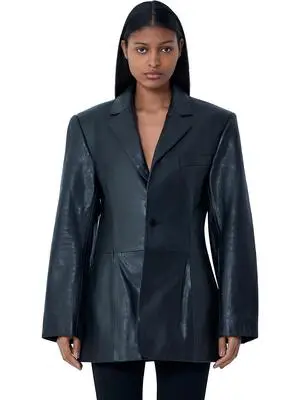 Alexander Wang Leather Single-breasted Blazer - Black