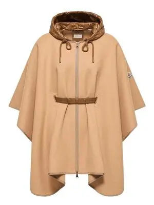 Moncler Felted Hooded Cape - Cream