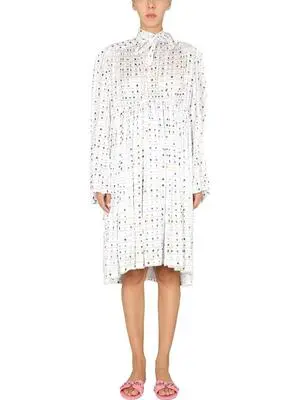 Balenciaga Paper Crush Floral Dress - White