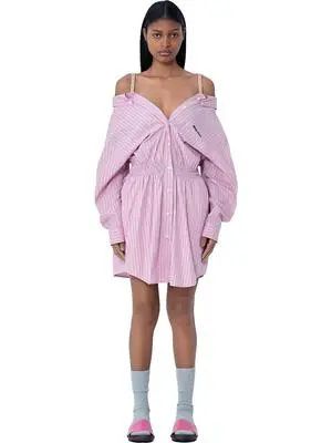 Miu Miu Striped Poplin Shirtdress - Pink