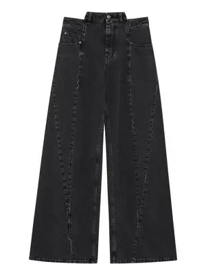 MAISON MARGIELA Wide-leg Jeans In Faded Cotton Denim - Black