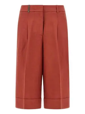 Peserico Linen Viscose Bermuda Shorts - Red