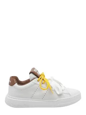 Miu Miu Leather Logo Bicolor Sneakers - White