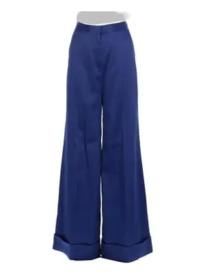 SELF-PORTRAIT Pantalone Ampio In Raso - Blue