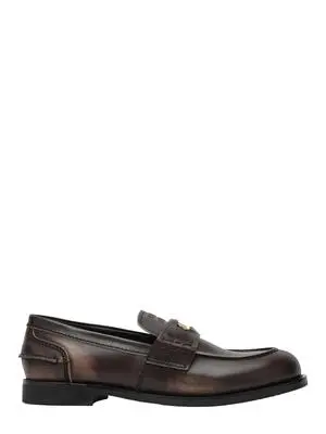 Miu Miu Vintage-effect Leather Loafers - Brown