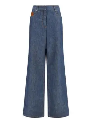 Fendi Wide-leg Chambray Jeans - Blue