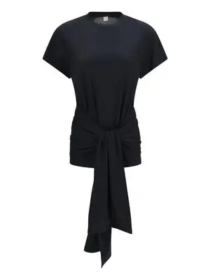 TOTEME Draped-waist Jersey T-shirt - Black