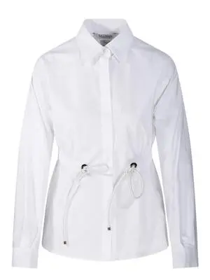 Max Mara Cotton Classic Collar Drawstring Shirt - White