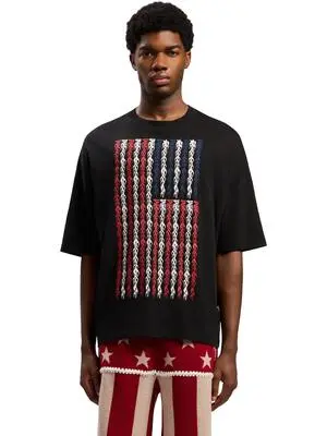 Palm Angels Flames Flag Loose T-shirt - Black