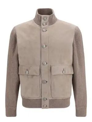 Brunello Cucinelli Cashmere And Suede Jacket - Cream