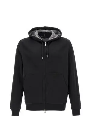 Brunello Cucinelli Cashmere Blend Zip Hoodie - Black