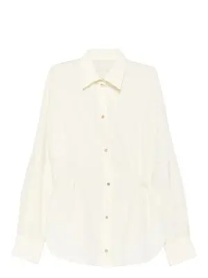 Moncler MONCLER Logo Patch High Neck Long Sleeve Shirt Cream