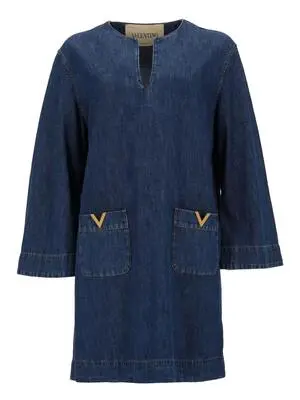 Valentino Garavani Chambray Denim Dress - Blue