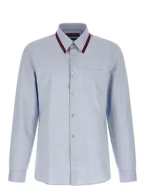 Gucci Web' Collar Shirt - Blue