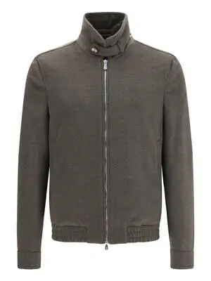 Brunello Cucinelli Brunello Cucinelli Wool Zip Jacket With High Collar Gray