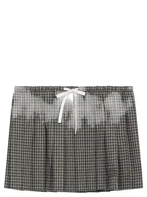 Miu Miu Checked Pleated Mini Skirt - Gray